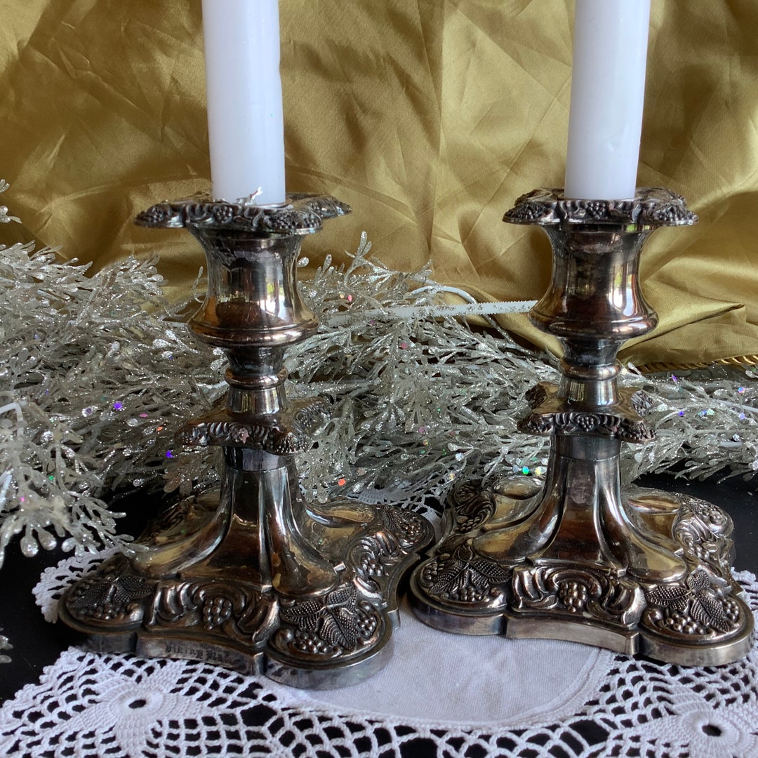 Nice Pair Viking Plate Candle Holders Ambiance Lighting Old Patina ...