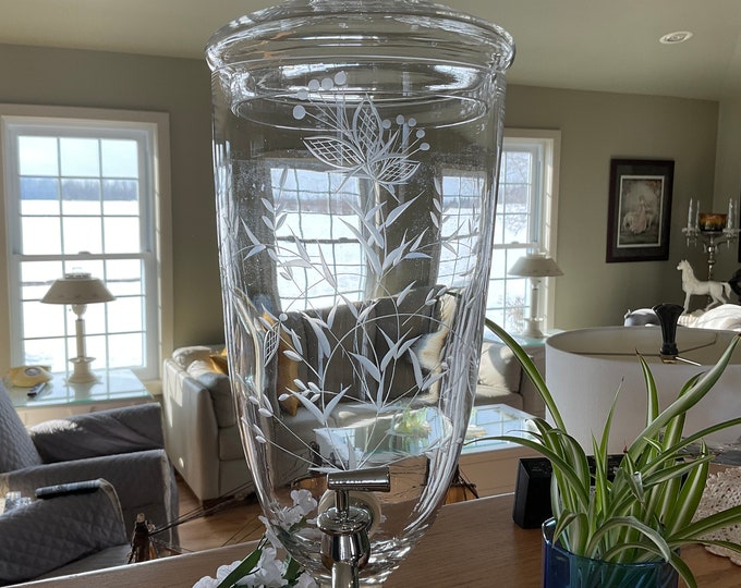 Beverage Dispenser Water Fountain Punch Drinks Distributor Fancy Etch ...