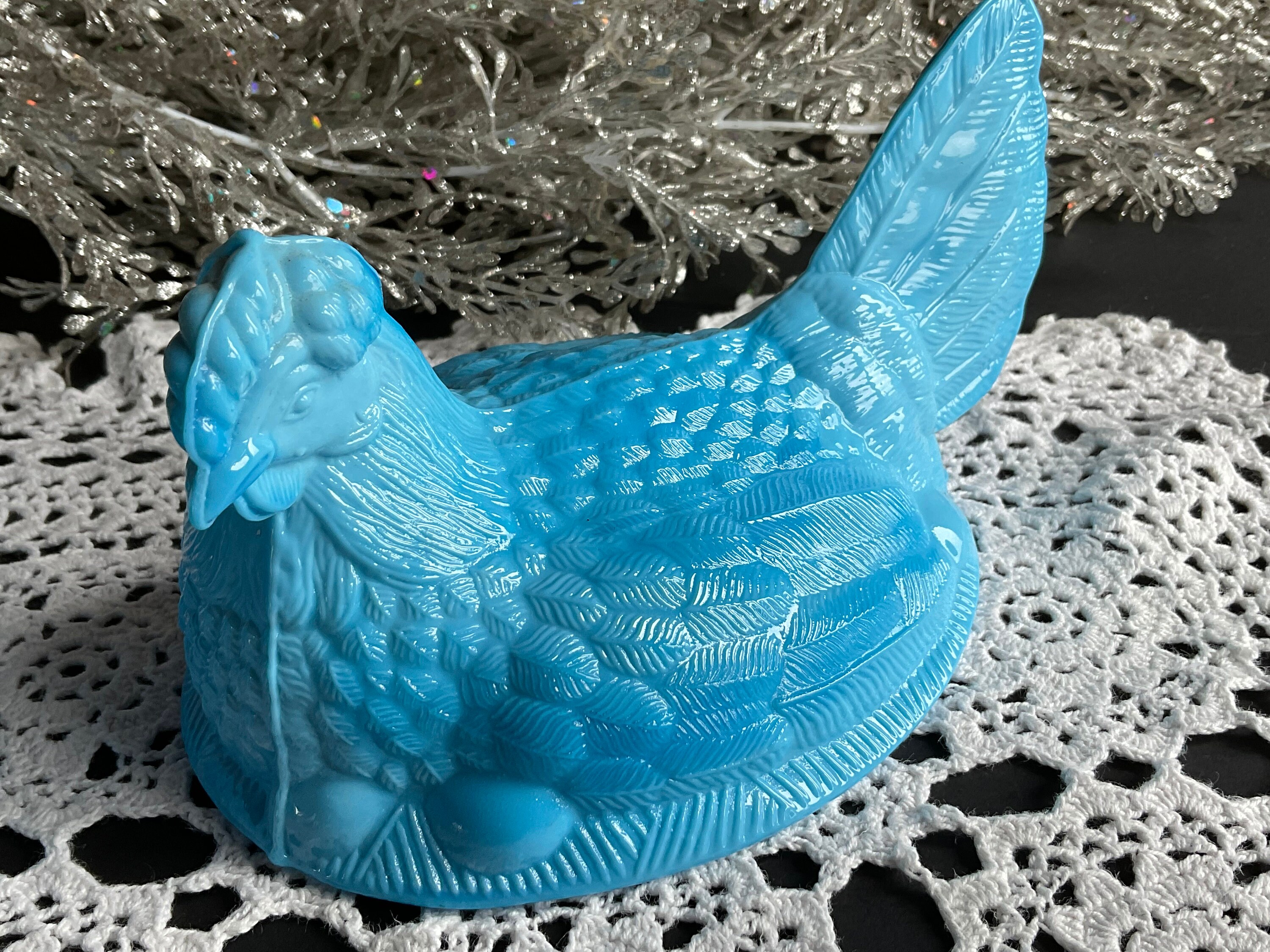 Fostoria Opaque Blue Hen on Nest Trinket Box Chicken on Basket - Etsy ...