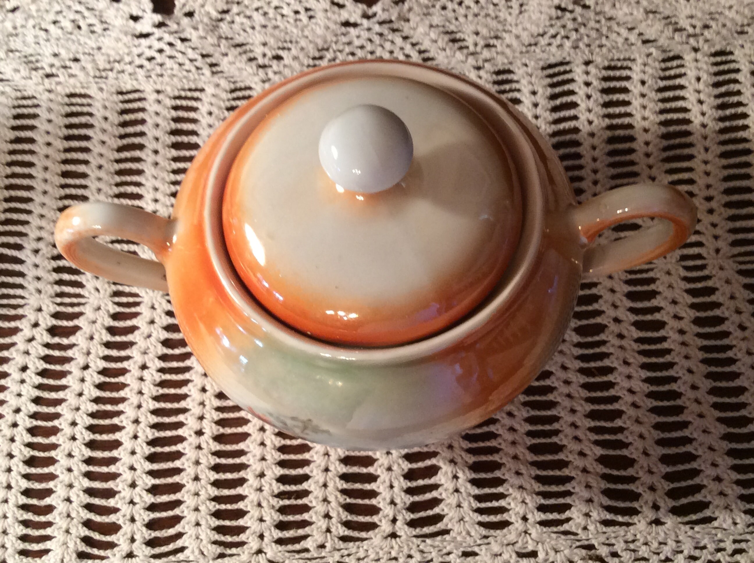 Antique Germany Lusterware Sugar Dish With Lid Transferware - Etsy