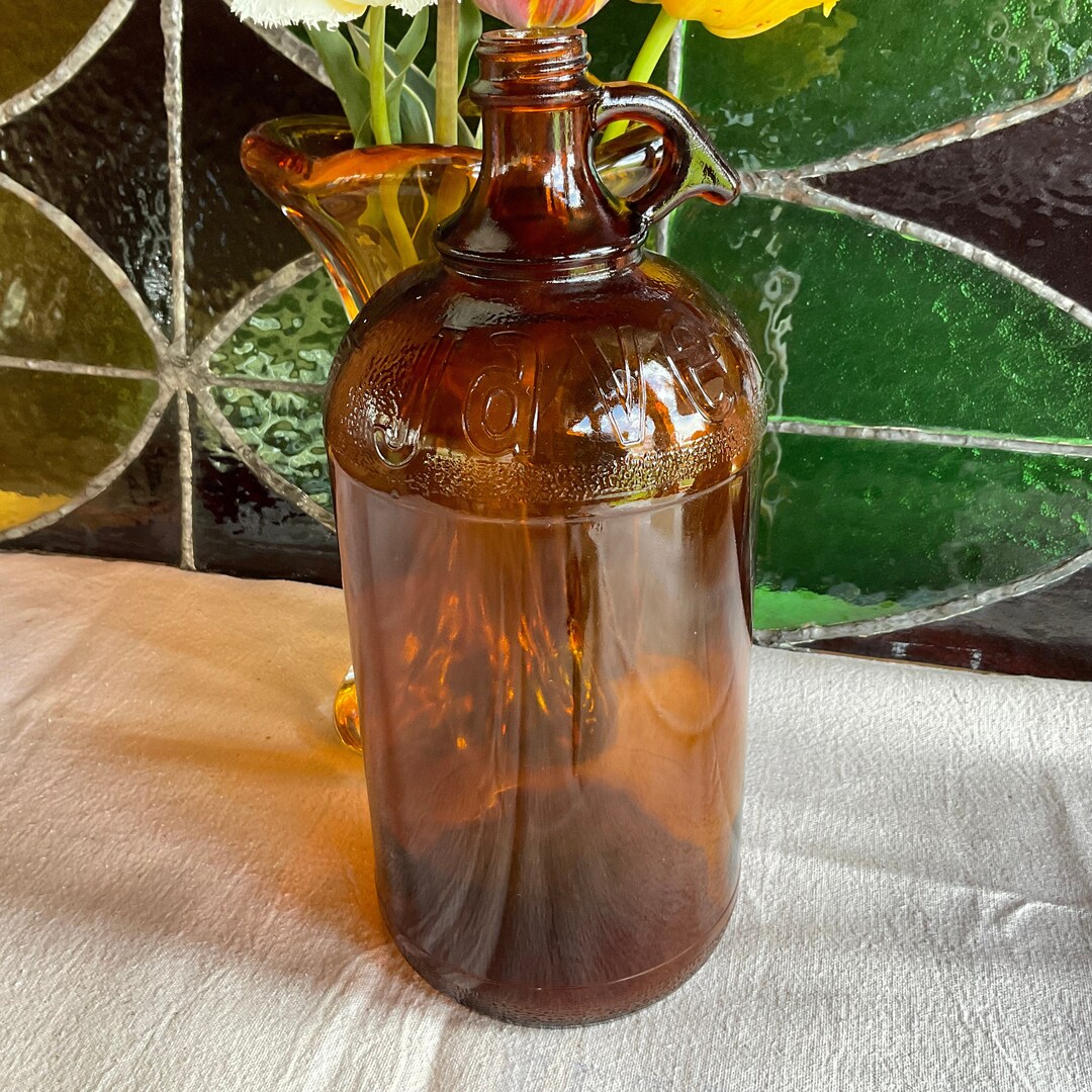 Vintage Amber Glass Javex Bottles With Finger Hoop Handle Laundry Room ...