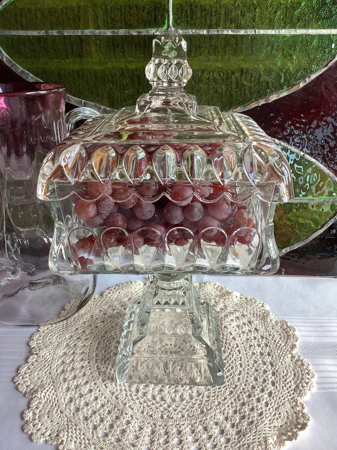 EAPG Crystal Wedding Compote Dish Early American Pressed Glass - Etsy