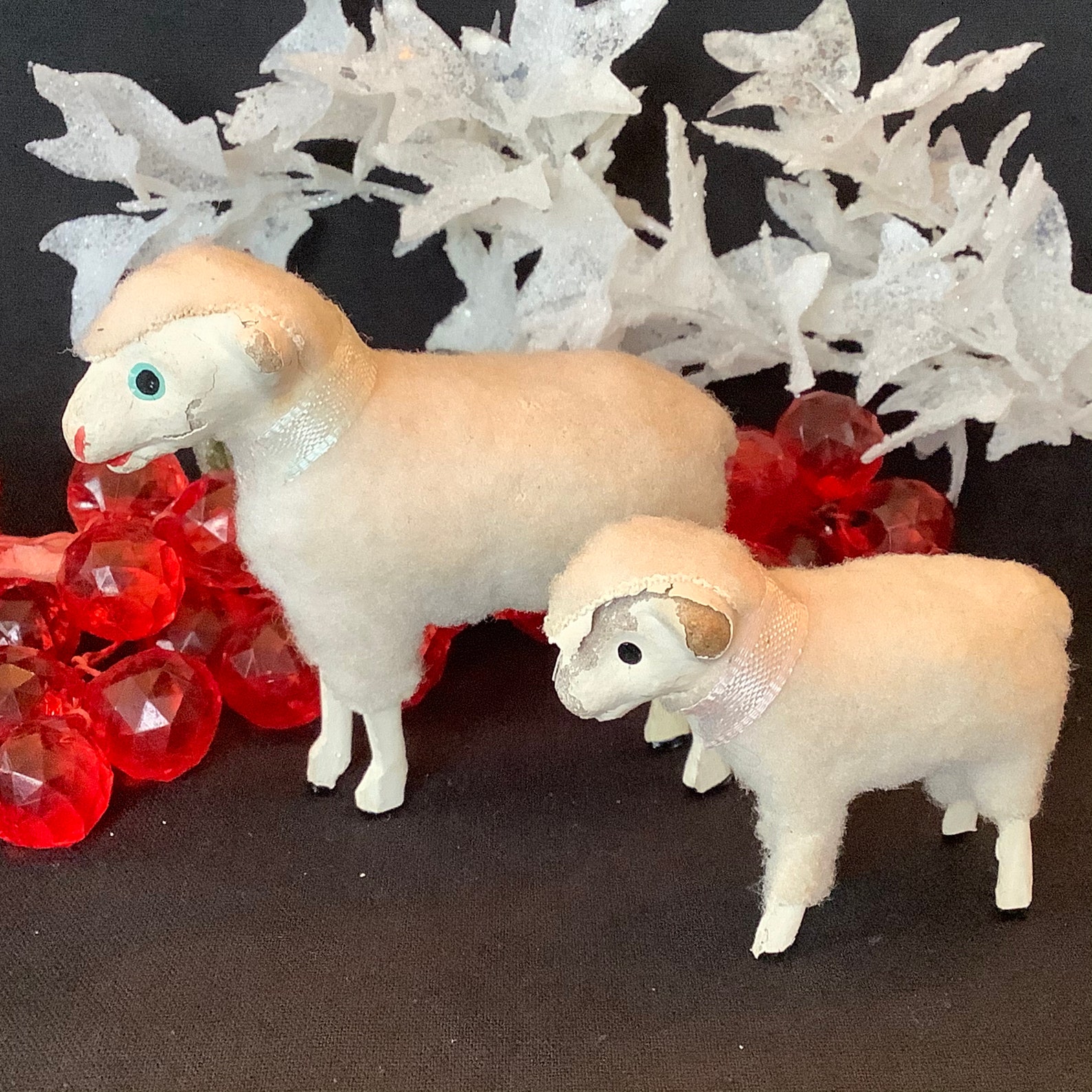 Antique Germany Putz Sheeps Wood Stick Compo and Wool | Etsy