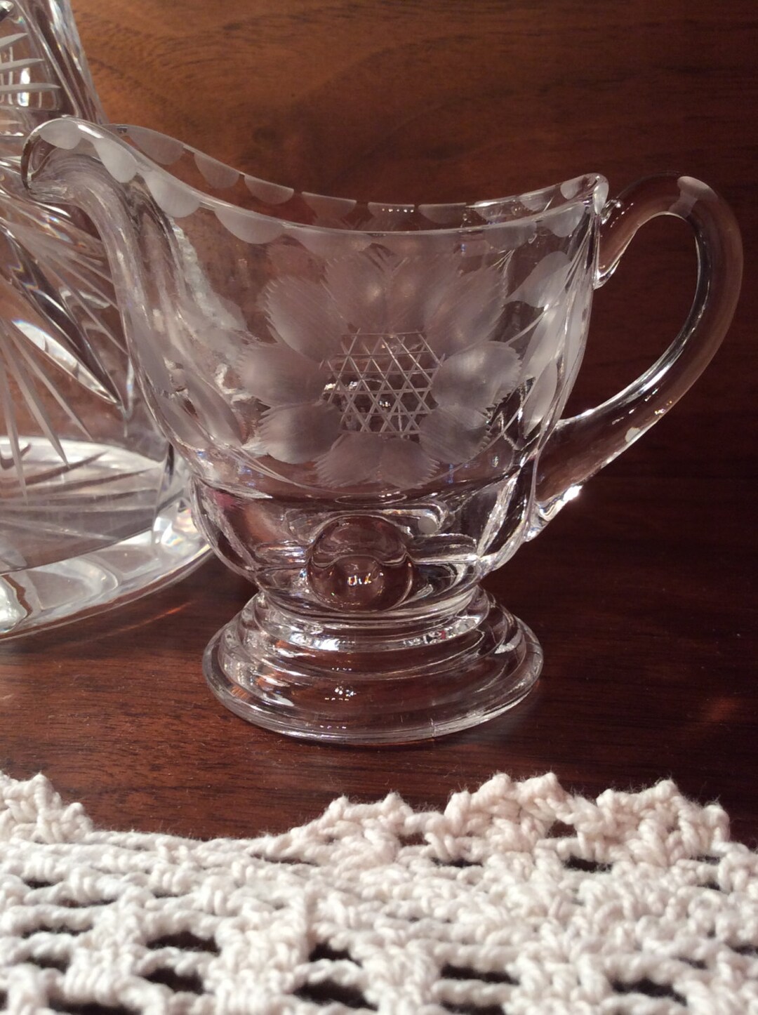 New Martinsville Creamer Moondrop Pattern Hughes Cornflower Etching - Etsy