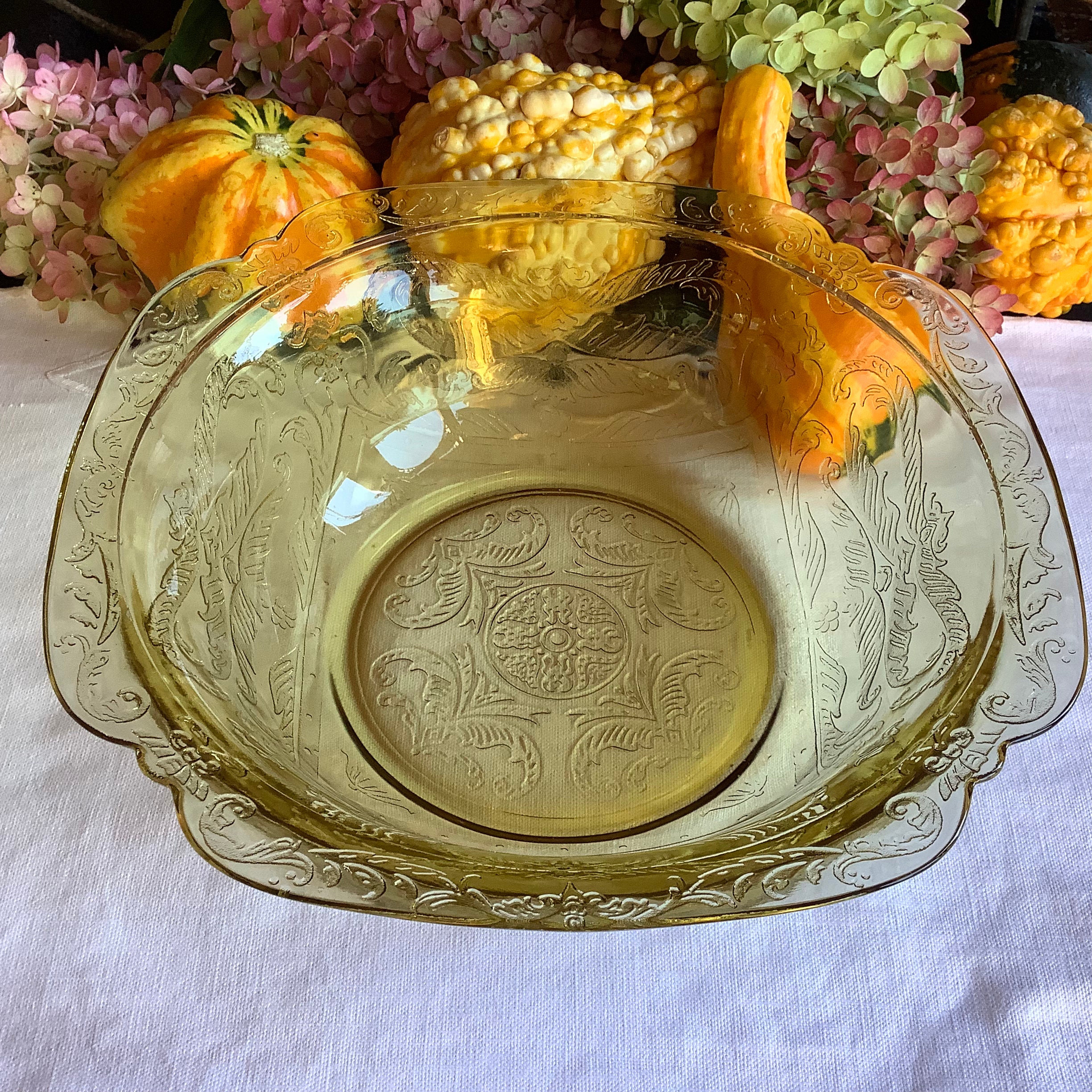 Federal Glass Madrid Pattern Square Vegetable Dish Yellow | Etsy