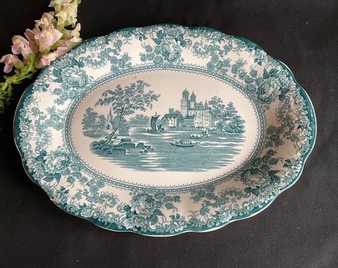 Colonial Potter Togo Oval Plate Platter Flow Blue Transfer Ware ...