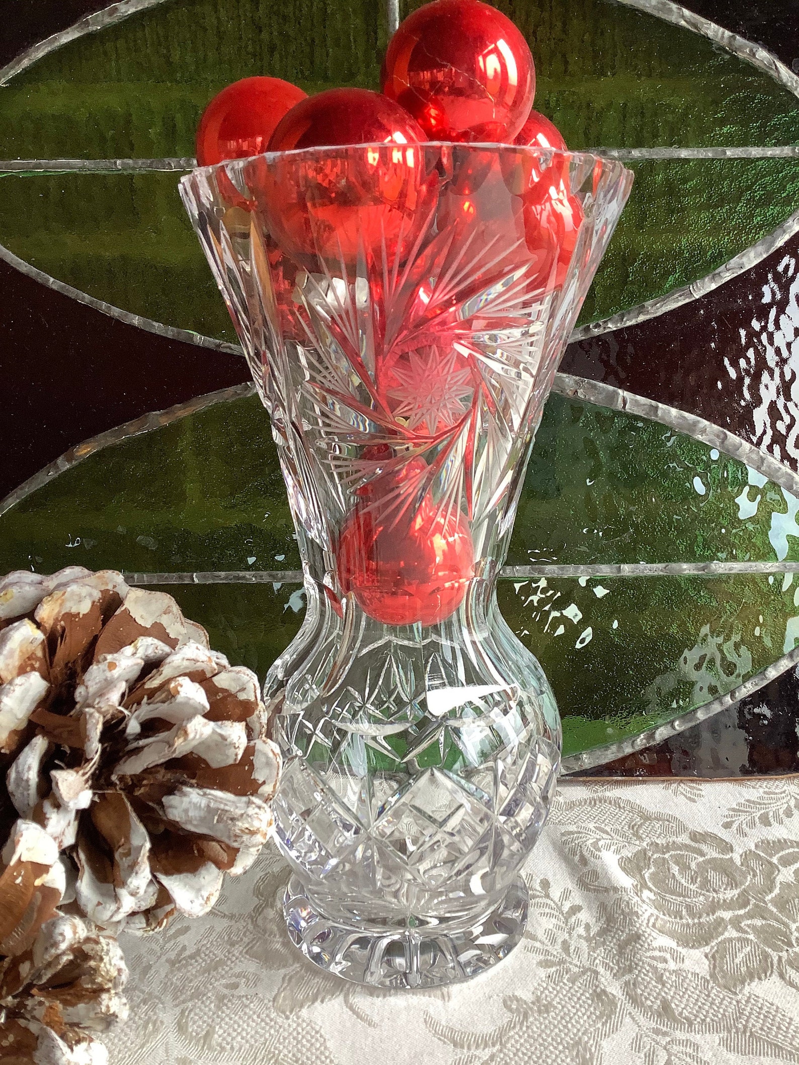 Vintage Pinwheel Crystal 10 Tall Flower Vase - Etsy