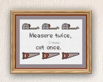 Cross Stitch Pattern, Measure Twice, Cut Once - Instant Download PDF ...