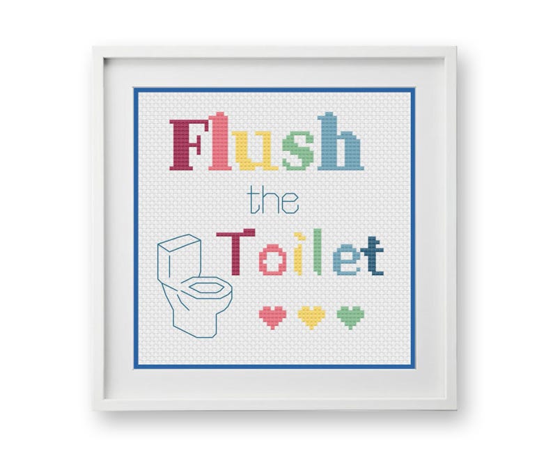 Flush the Toilet Cross Stitch Pattern, Beginner Home Decor (PDF Pattern ...