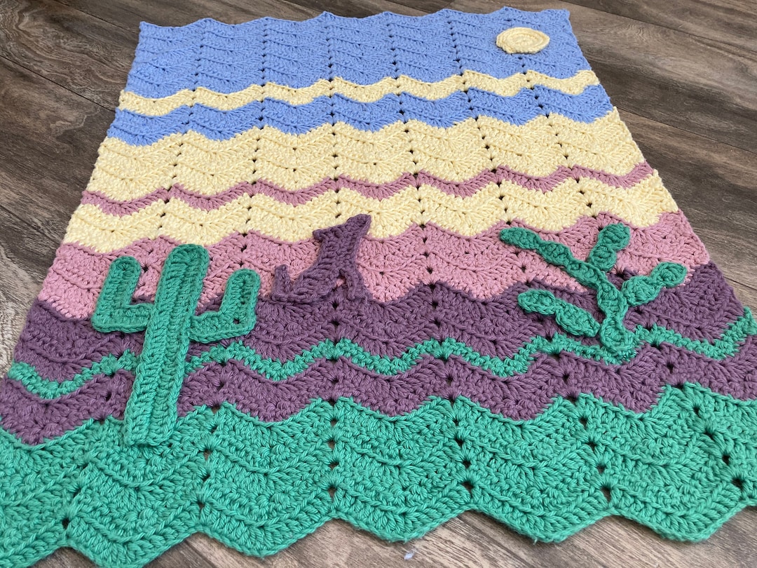 Crochet Pattern South West Baby Blanket, Cactus Arizona Desert Sunset ...