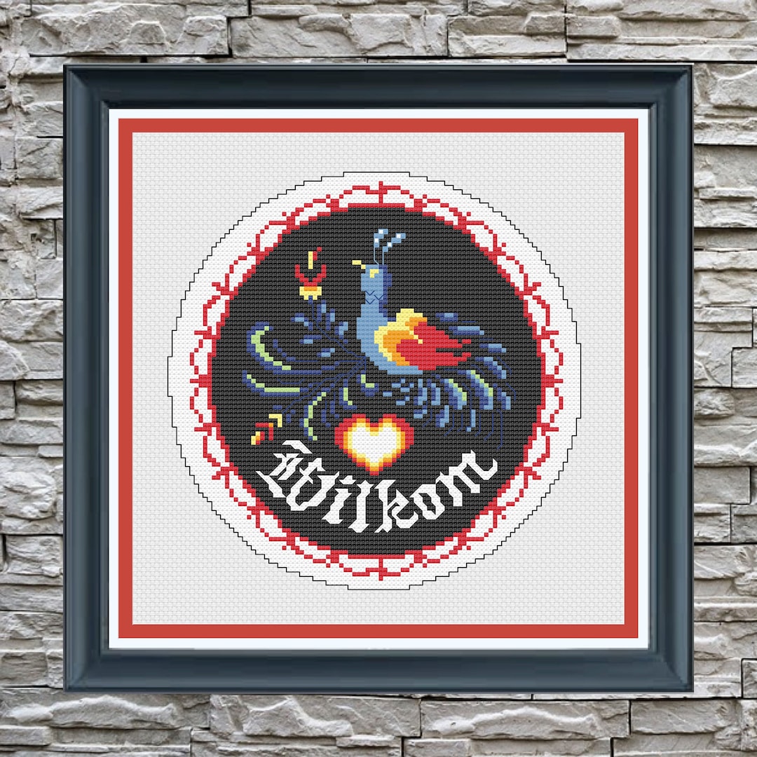 Cross Stitch Pattern Dutch Folk Art Hex Sign, Welcome Wilkom Sign ...