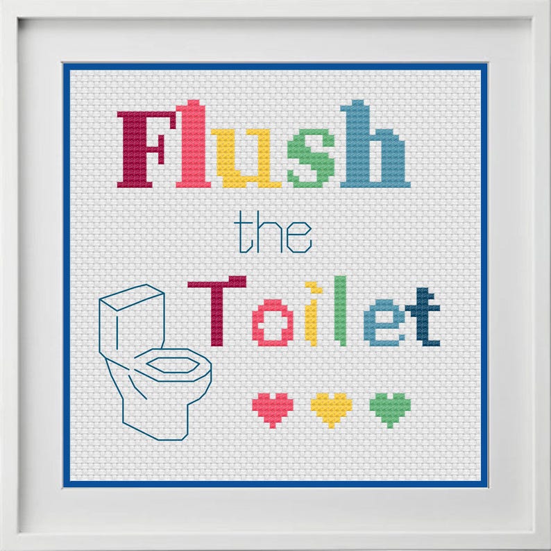 Flush the Toilet Cross Stitch Pattern, Beginner Home Decor (PDF Pattern ...