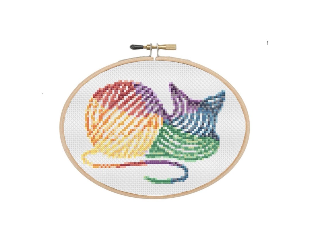 Kitten Cross Stitch Pattern, Cat Knitten, Cross Stitch Gift for ...