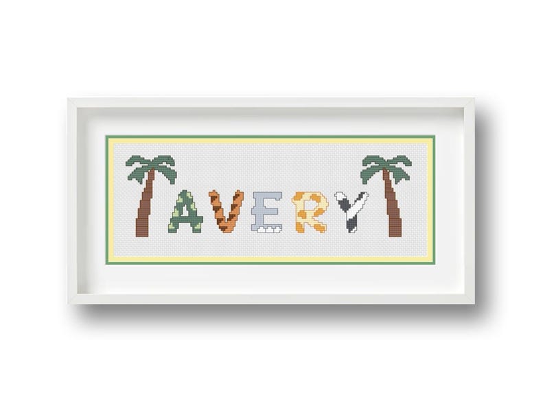 Custom Baby Name Cross Stitch Pattern: Jungle Theme (PDF Pattern) - Etsy