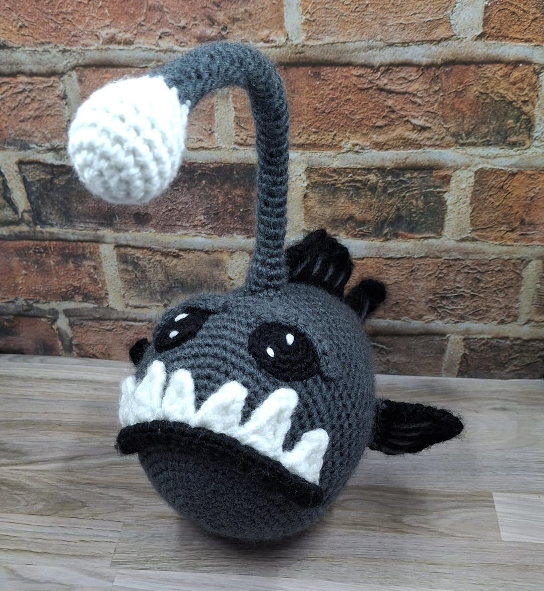 Angler Fish Large Crochet Stuffed Amigurumi Plushie With Glow in the ...