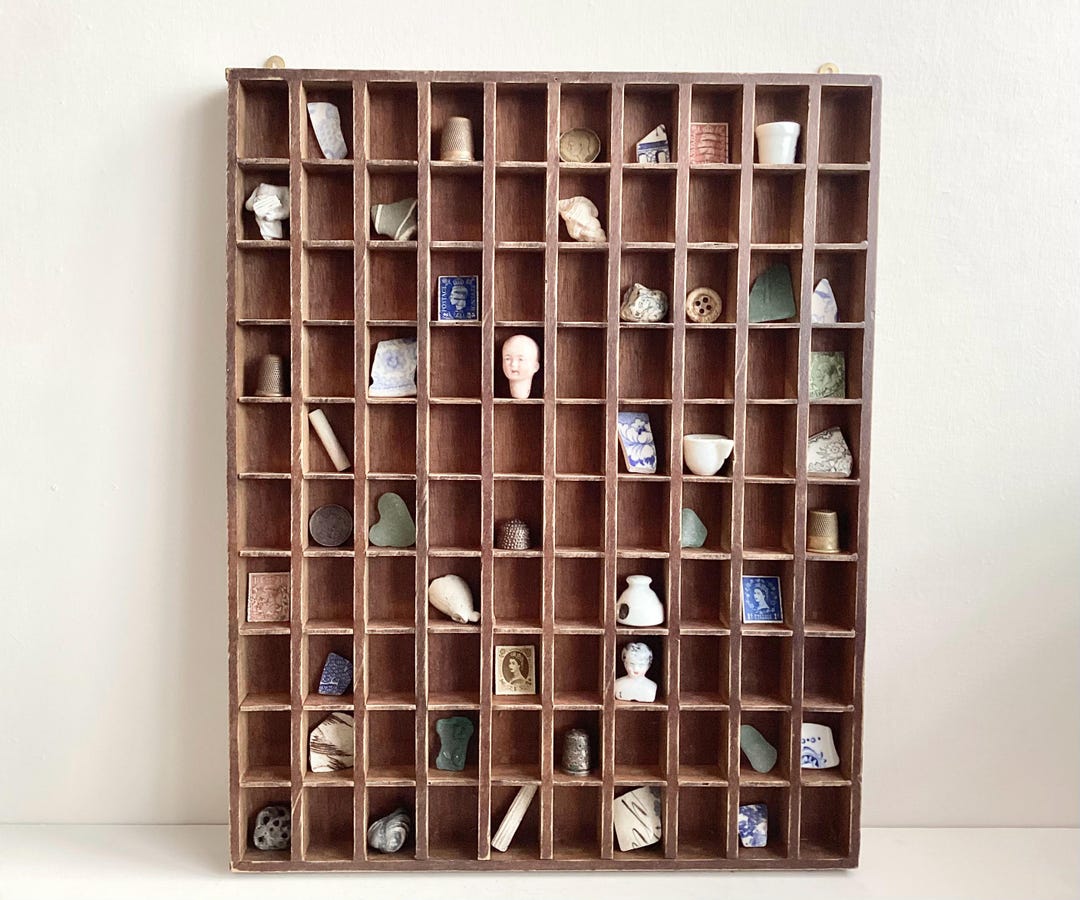 Vintage Printers Tray Display Shelf: Restored Thimble & Curio Organizer ...