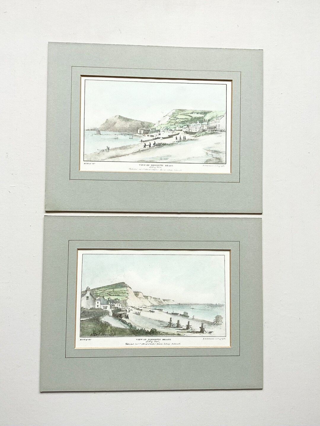 R Ackermans Lithography Lithograph of Sidmouth Beach, Devon Art ...