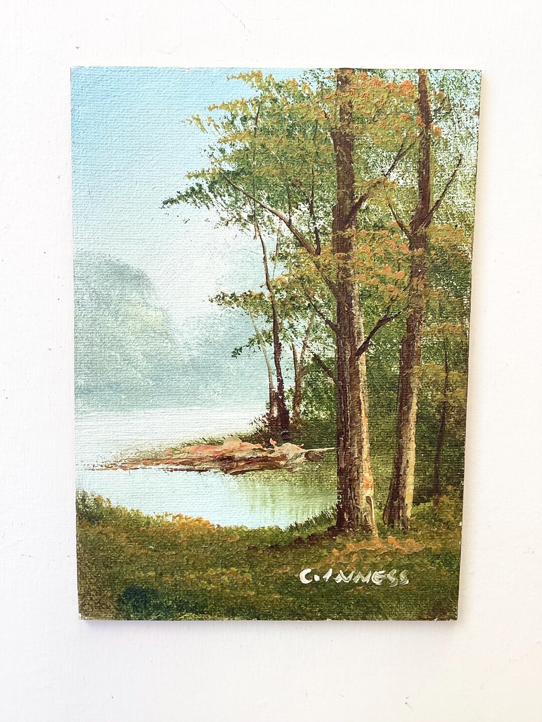 C Innes Oil Painting - C Inness Artist, Oil on Board, Landscape ...