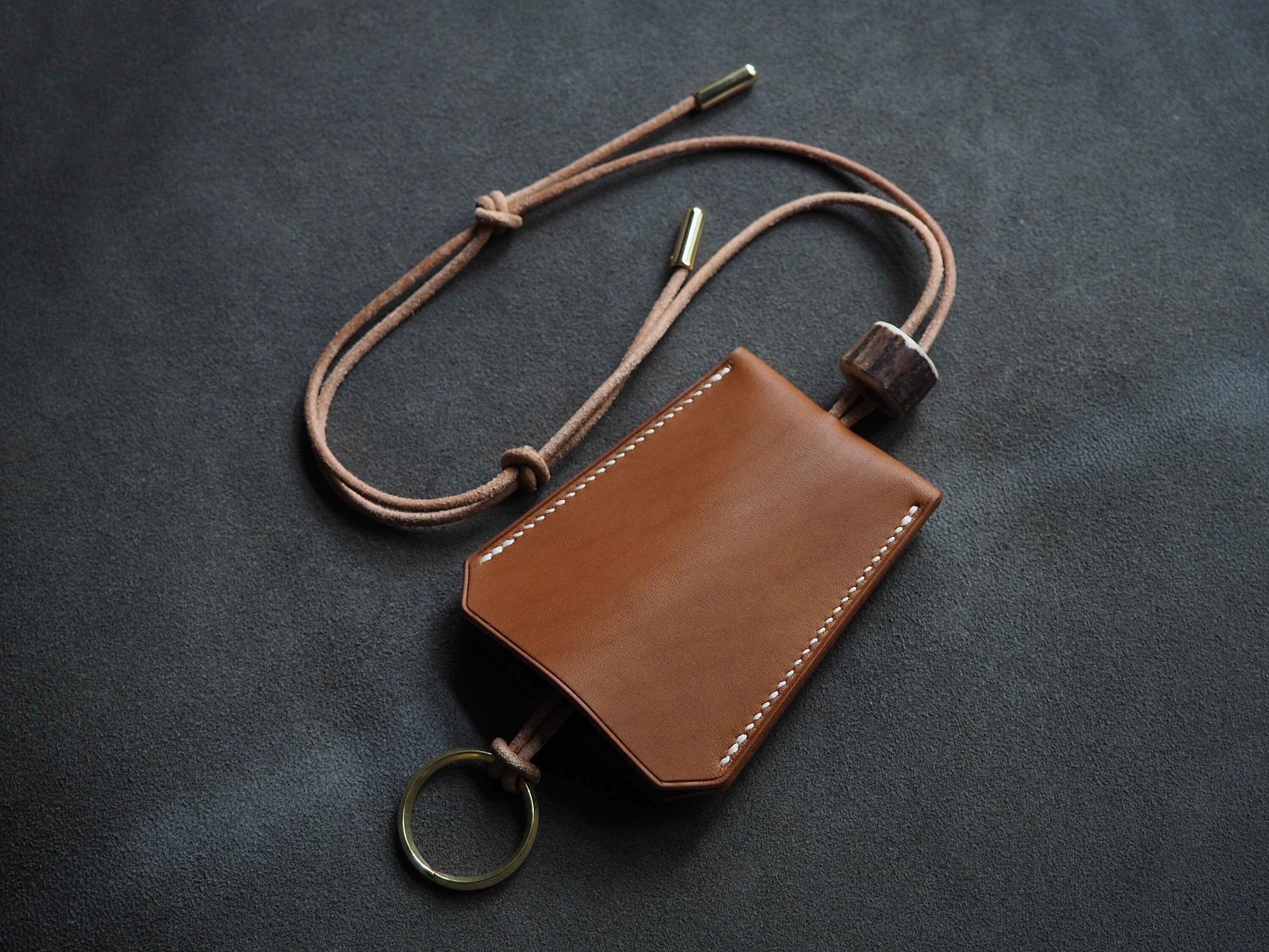 Handmade Leather Key Clochette: Deer Antler Fob, Brass Ring - Etsy