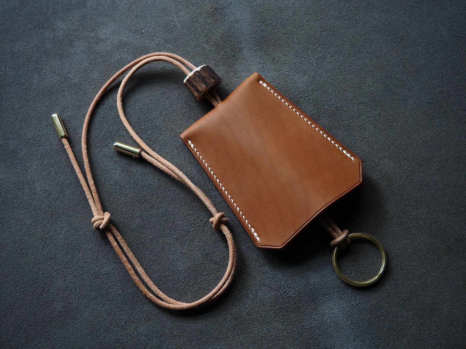 Handmade Leather Key Clochette: Deer Antler Fob, Brass Ring - Etsy