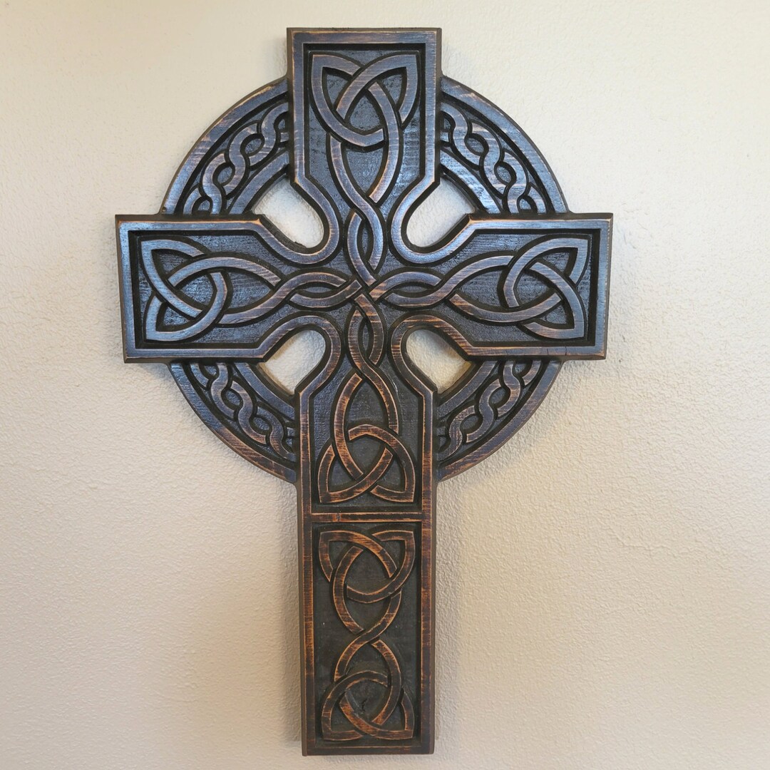 Celtic Cross With Halo Weave Wood Wall Cross Wooden Cross patrick ...
