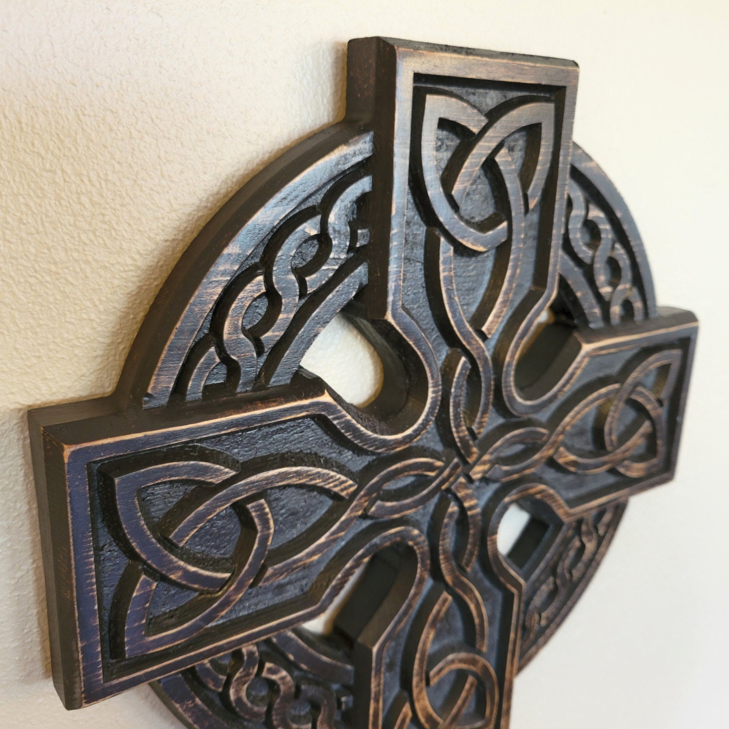 Celtic Cross With Halo Weave Wood Wall Cross Wooden Cross patrick ...