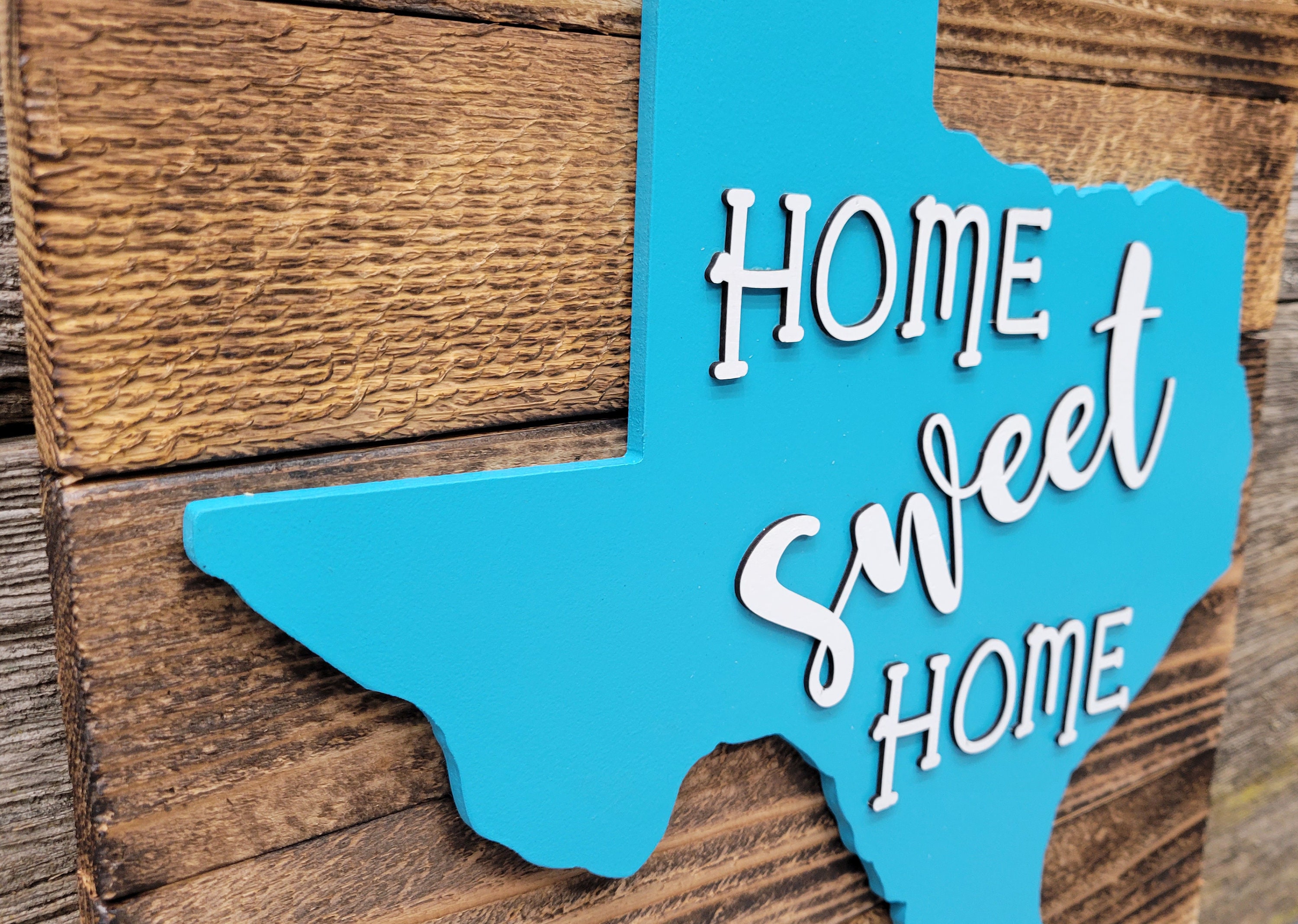 Home Sweet Home Cedar Sign Texas Shape With Raised Lettering - Etsy