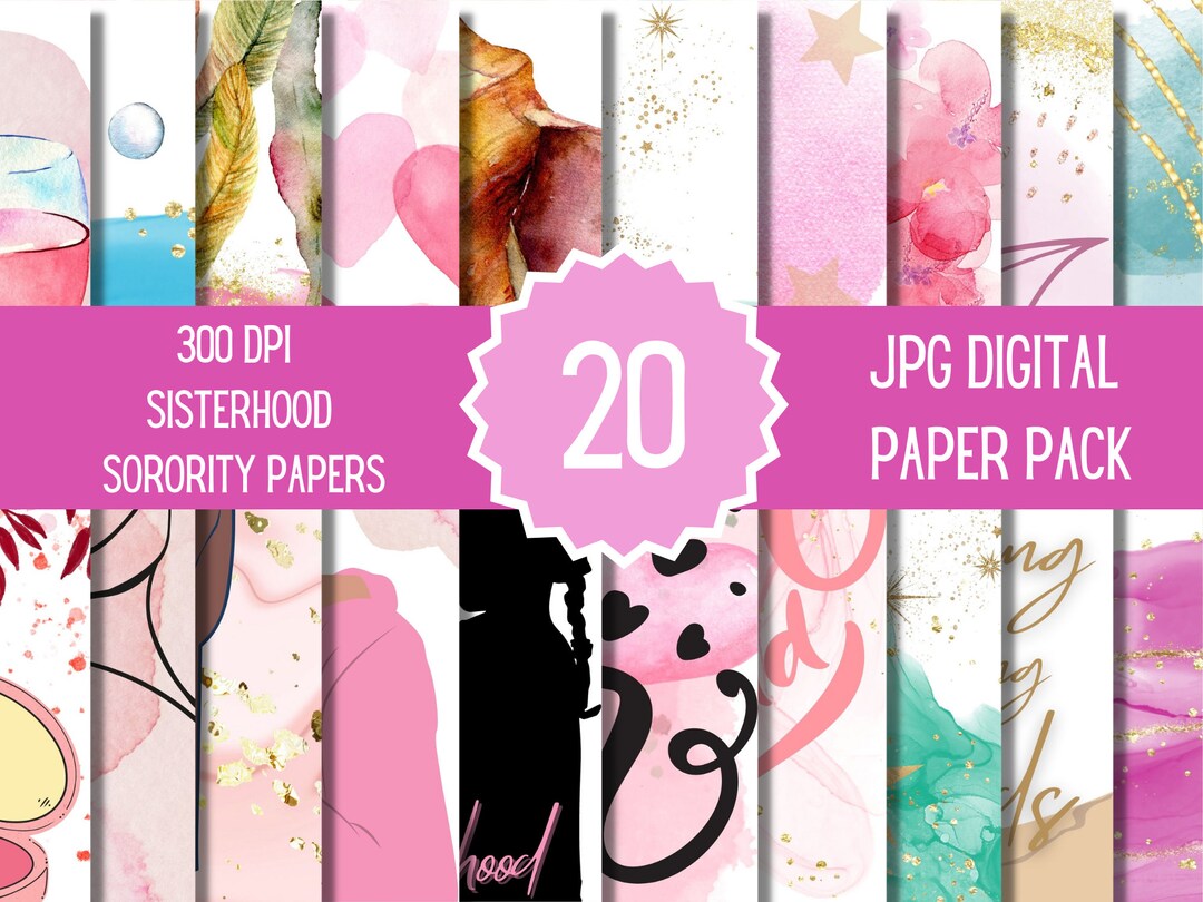 20 Sorority Digital Paper, Alpha Kappa Alpha Printable Paper , Pink ...