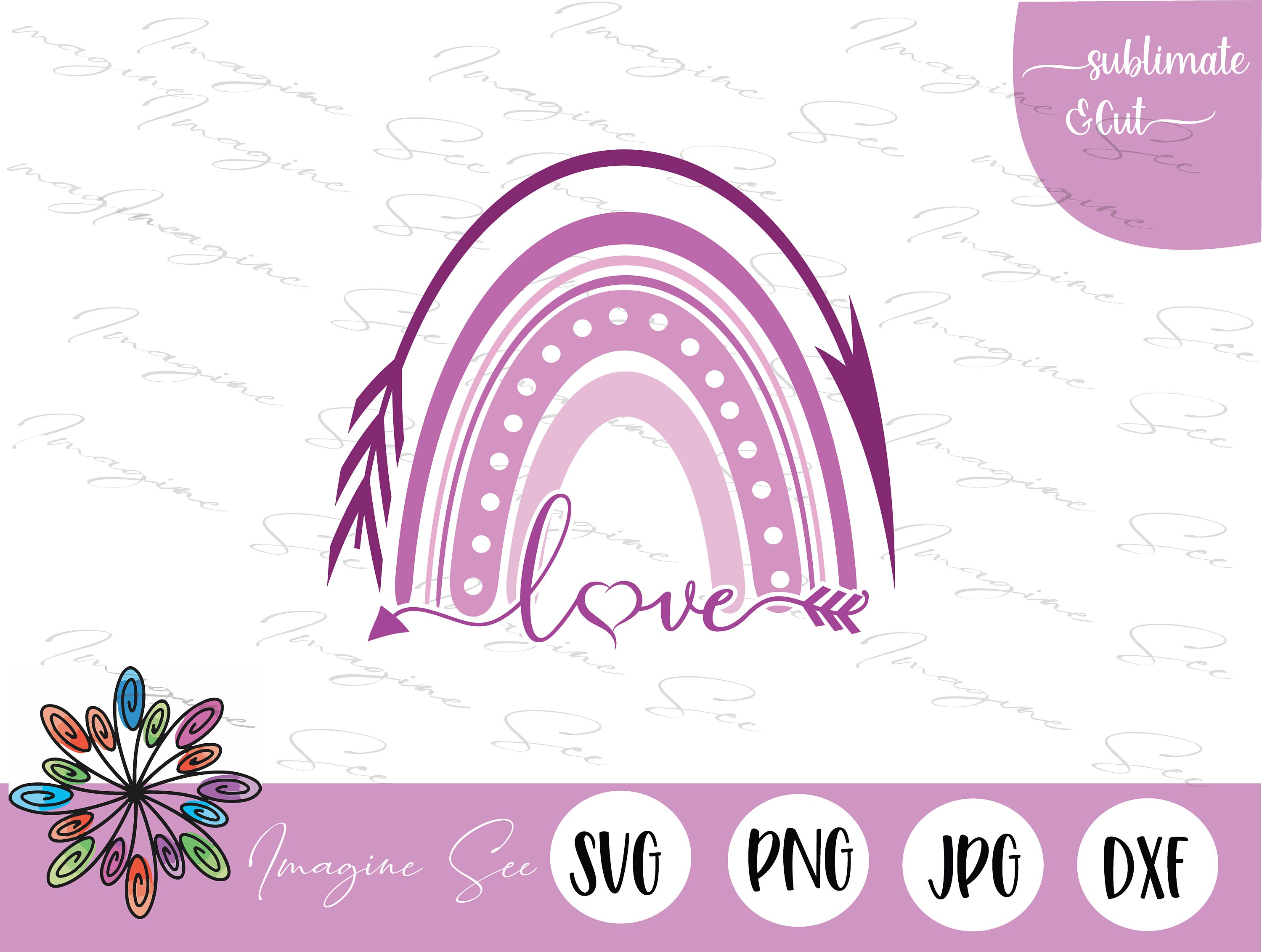 Rainbow Svg Love Clipart Valentines Day Svg Love Picture | Etsy