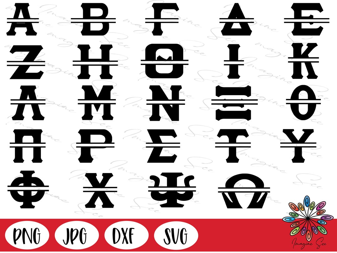 Split Greek Letters Svg PNG, Monogram Greek Alphabet Svg, 24 Individual ...