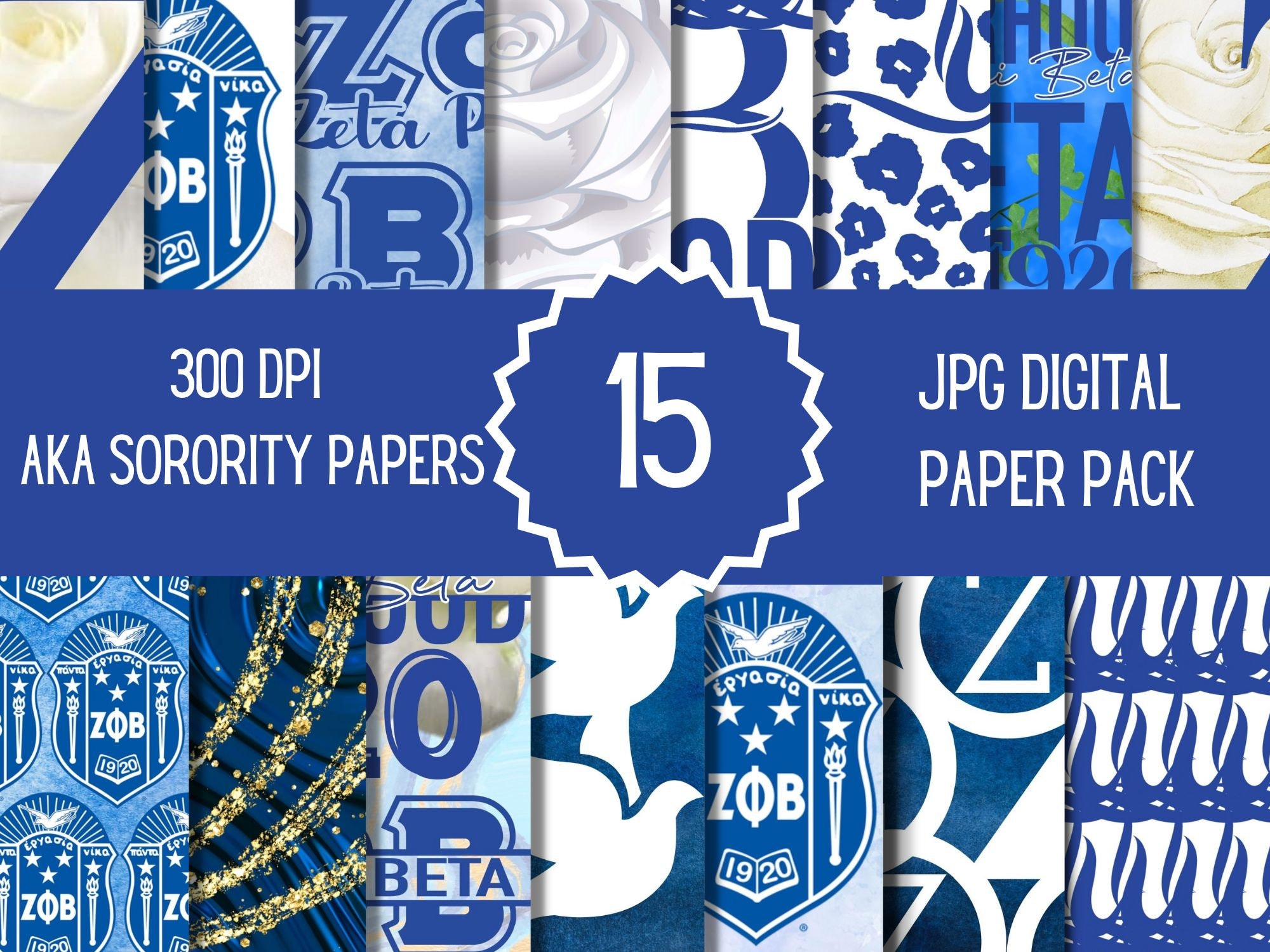 Zeta Phi Beta Digital Paper Pack, Blue & White (digital Download) - Etsy