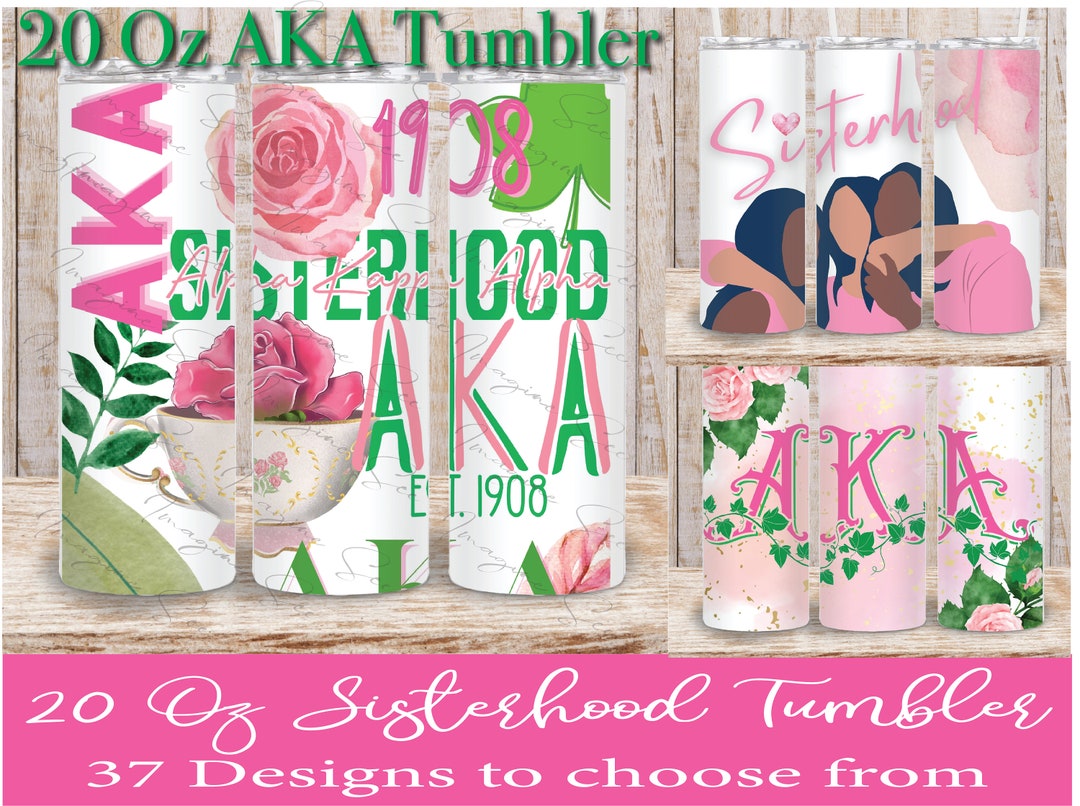 20 Oz Skinny Tumbler Straight, Alpha Kappa Alpha Tumbler, AKA Cup, AKA ...