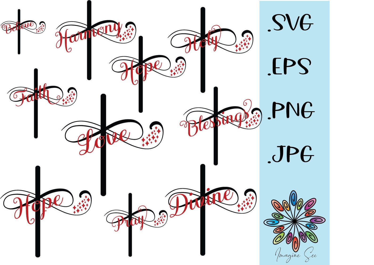 Religious Words Bundle Cross SVG Faith SVG Digital Download - Etsy