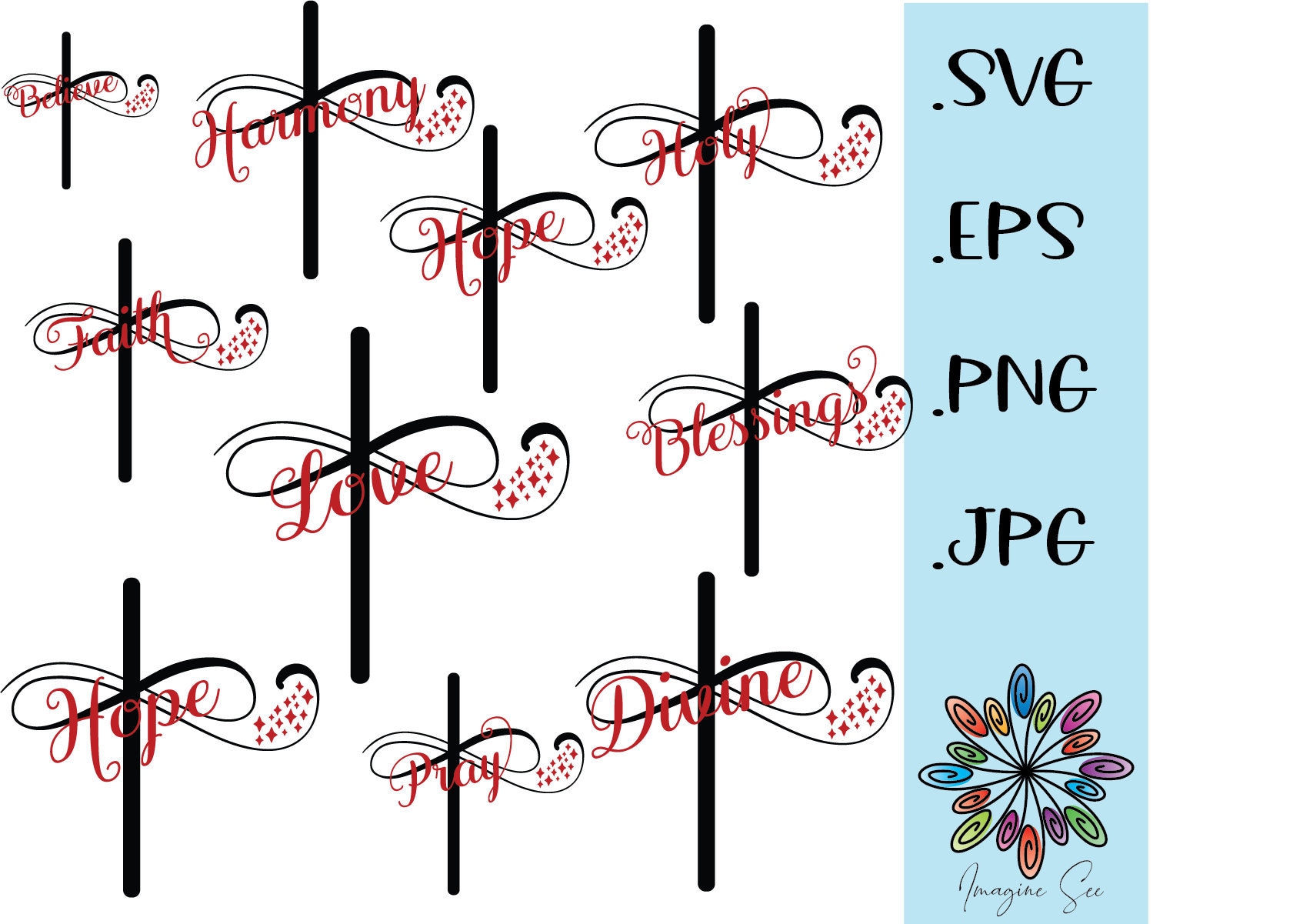 Religious Words Bundle Cross SVG Faith SVG Digital Download - Etsy