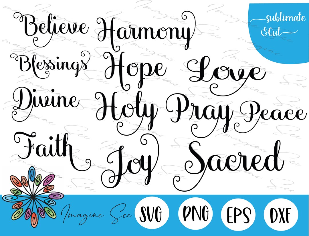Religious Words Bundle, Love Religious SVG, Faith SVG, Digital Download ...