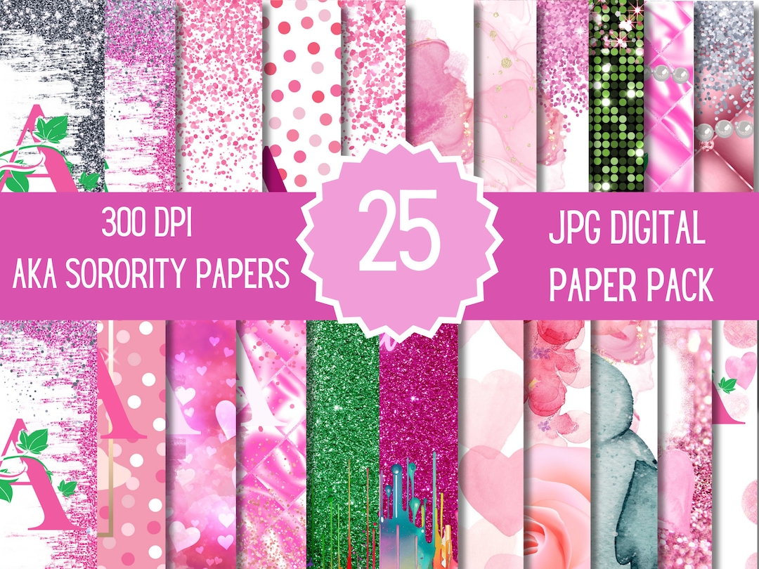 25 AKA Sorority Digital Paper, Alpha Kappa Alpha Printable Paper, Pink ...