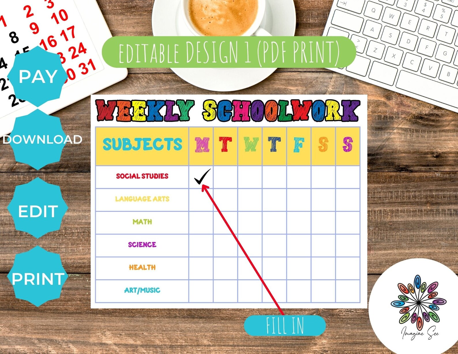 Printable or Editable Homework Checklist Editable Weekly to - Etsy