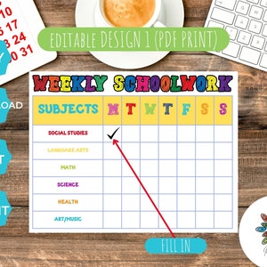 Printable or Editable Homework Checklist, Editable Weekly to Do List ...