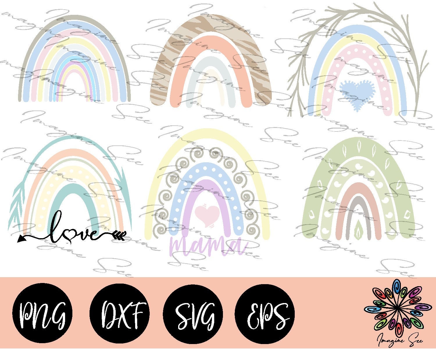 Rainbow svg Rainbow Bundle Rainbow decals svg Pastel | Etsy