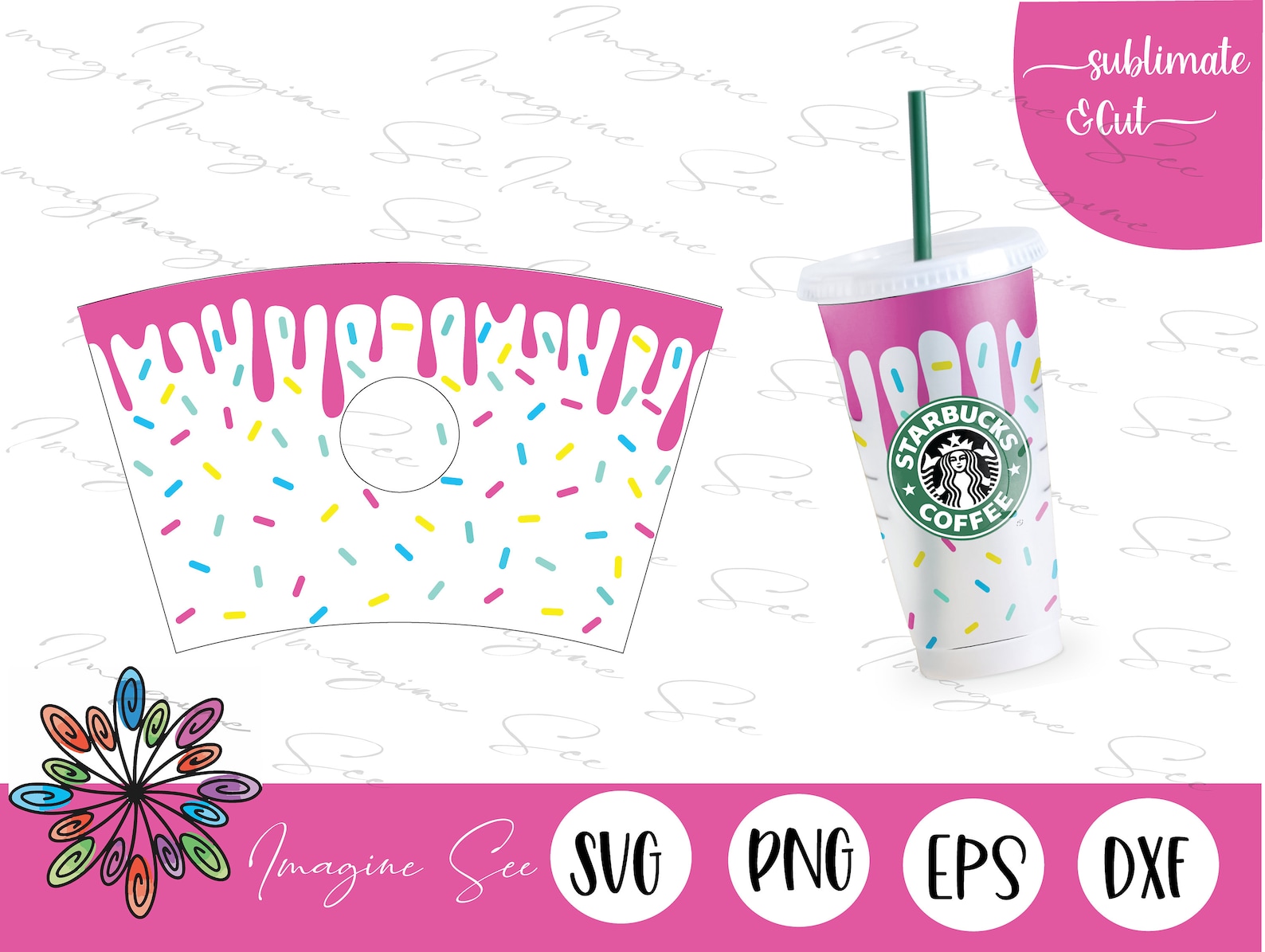 24oz Venti Cold Cup Starbucks Cup Wrap Svg Water Drip Svg | Etsy