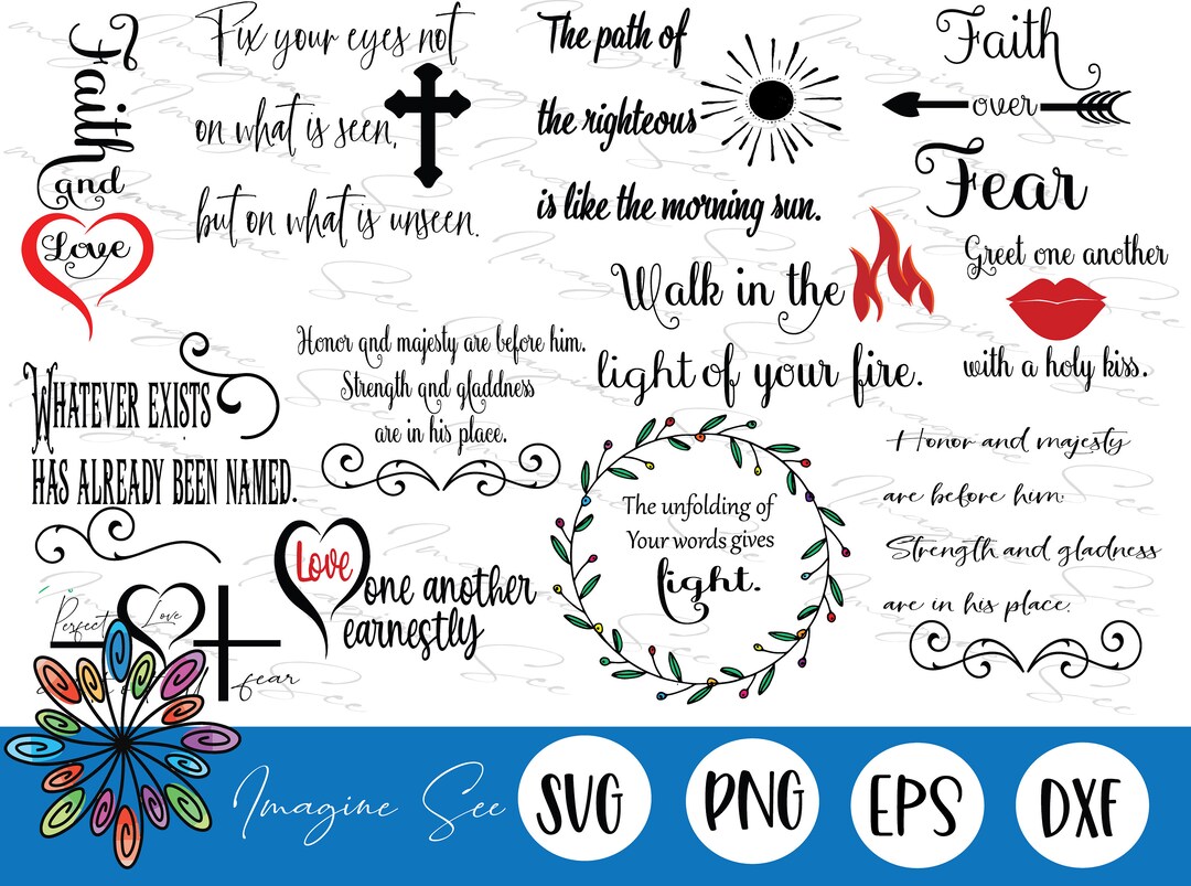 Religious Sayings Words Bundle, Bible Verse Svg, Religious SVG, Faith ...