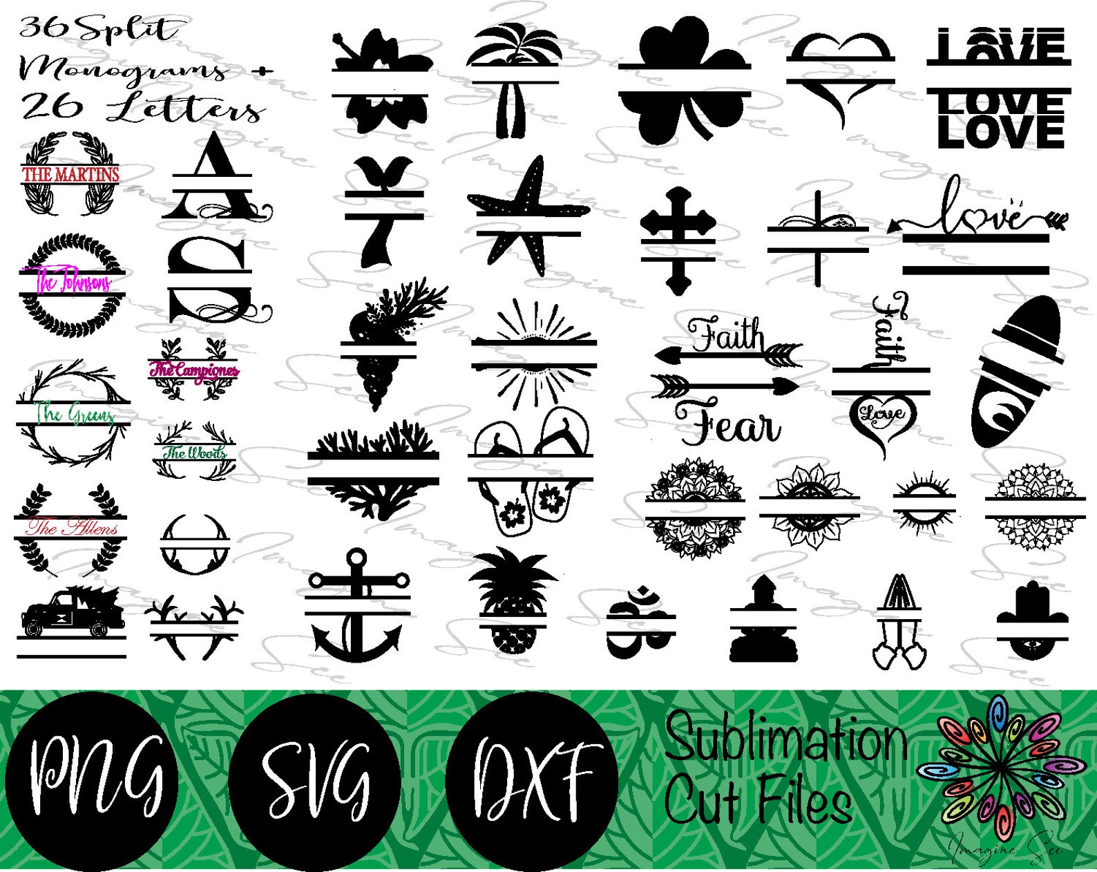 Split Monogram Bundle Split Letter Monogram Svg Split Letter - Etsy