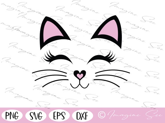 Kitten Svg Cat Face Svg Kitten Face Whiskers Svg Lashes - Etsy