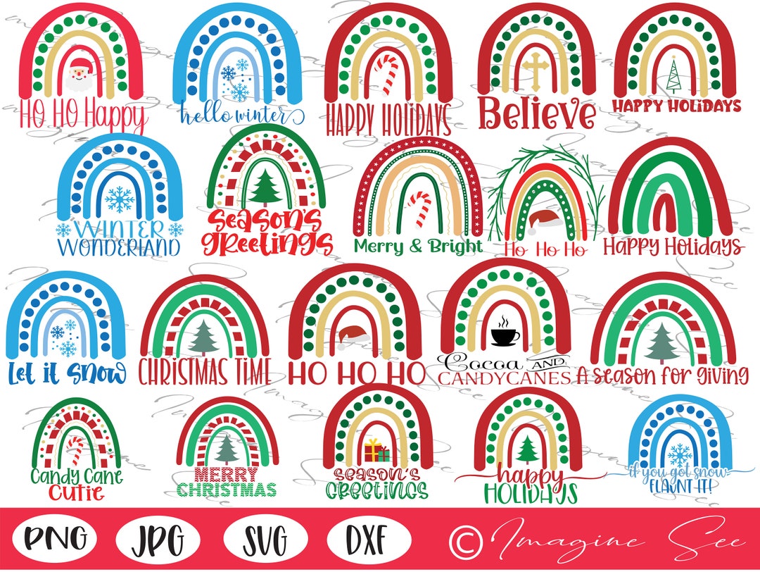 Christmas Rainbows SVG Bundle Winter Rainbow Svg Merry - Etsy