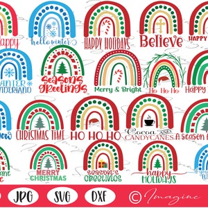 Christmas Rainbows SVG Bundle Winter Rainbow Svg Merry - Etsy