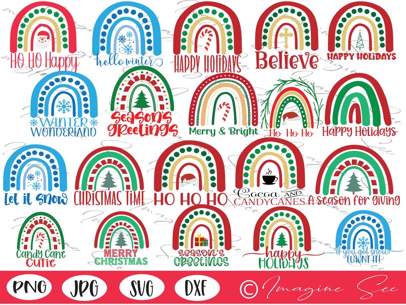 Christmas Rainbows SVG Bundle Winter Rainbow Svg Merry - Etsy