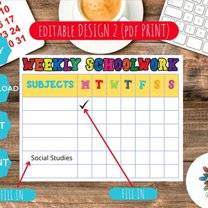Printable or Editable Homework Checklist, Editable Weekly to Do List ...