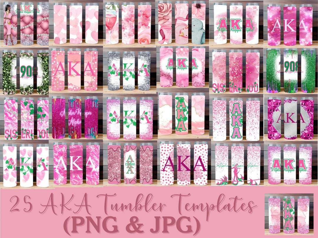 25 AKA Sorority Tumbler Designs: Pink & Green (digital Download) - Etsy