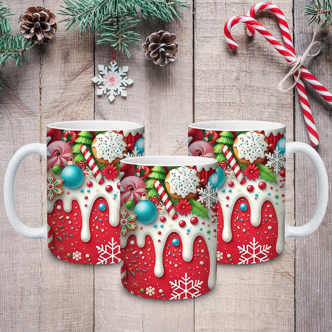 15 Oz Candy Drip Christmas Mug, Christmas Candy Coffee Mug , Christmas ...