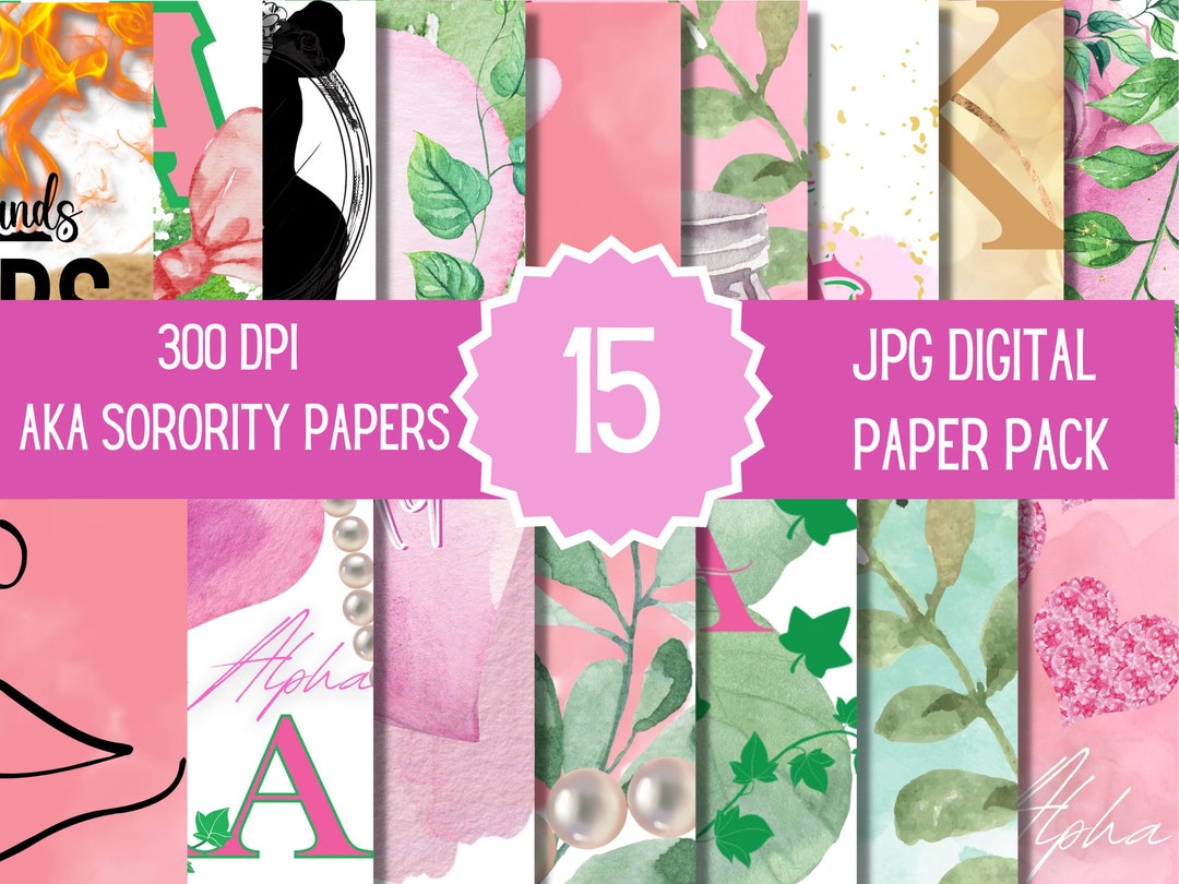15 AKA Sorority Digital Paper, Alpha Kappa Alpha Printable Paper , Pink ...